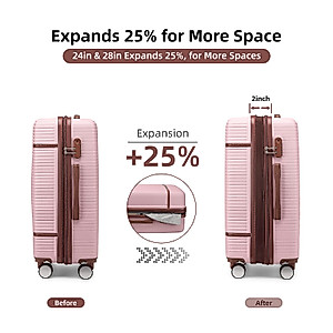 Lulusail Luggage Sets 6 Piece with two Cosmetic Case, Expandable(Only 28 & 24") Hardside Luggage with 360° Spinner Wheels, Durable Luggage Set Clearance For Women Men, Rose Gold
