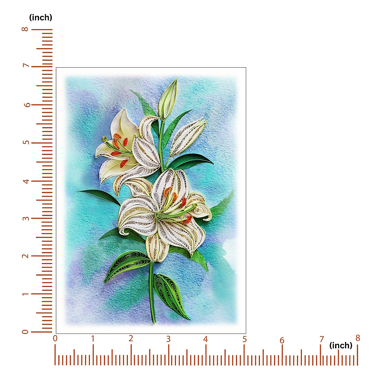 QUILLCRAFT White Lily Sympathy Card, Condolences Greeting Card for Loss of Mother, Father, Him Her Pet, Thinking Of You Card, Quilling Quilled Card with Envelope for Grief and Loss (White Lily)