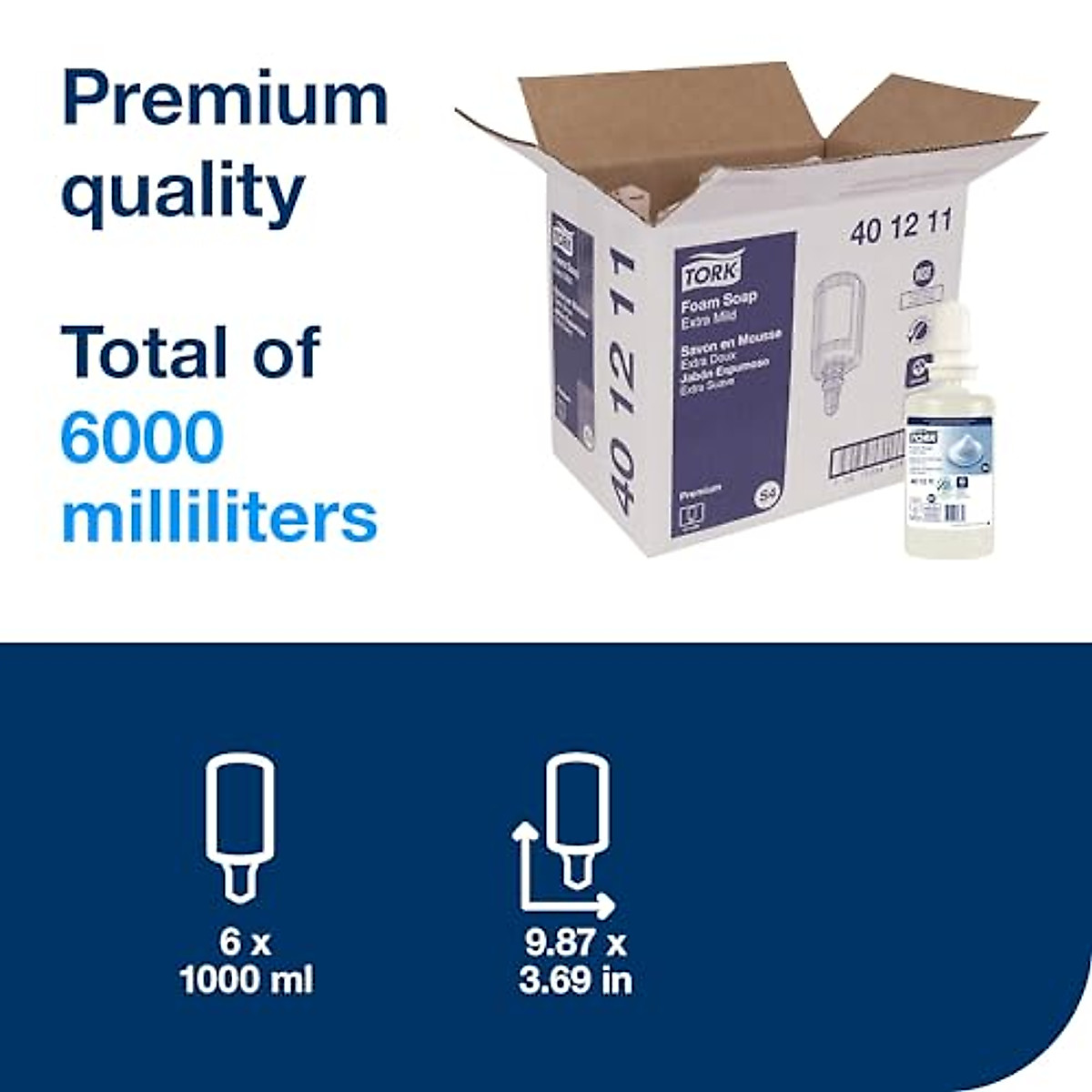 Tork Extra Mild Foam Soap S4, No Fragrance Added, 6 x 1L, 401211