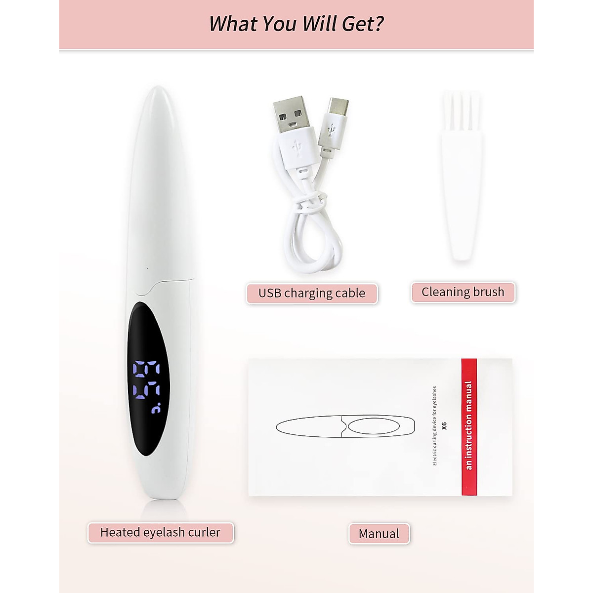 Heated Eyelash Curlers Lash Curler：Electric Eyelash Curlers, Rechargeable Lash Curler with Eyelash Comb for Quick Natural Curling Makeup Natural Curling Eye Lashes and 24 Hours Long Lasting