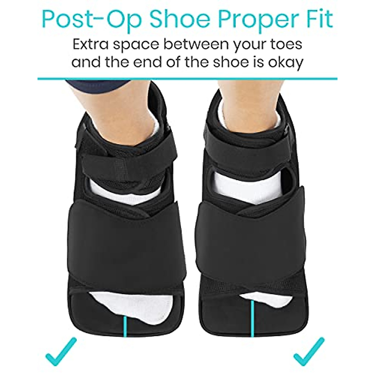 Vive Post Op Shoe - Lightweight Medical Walking Boot with Adjustable Strap - Orthopedic Recovery Cast Shoe for Post Surgery, Fractured Foot, Injured Toes, Stress Fracture, Sprains - Left or Right Foot