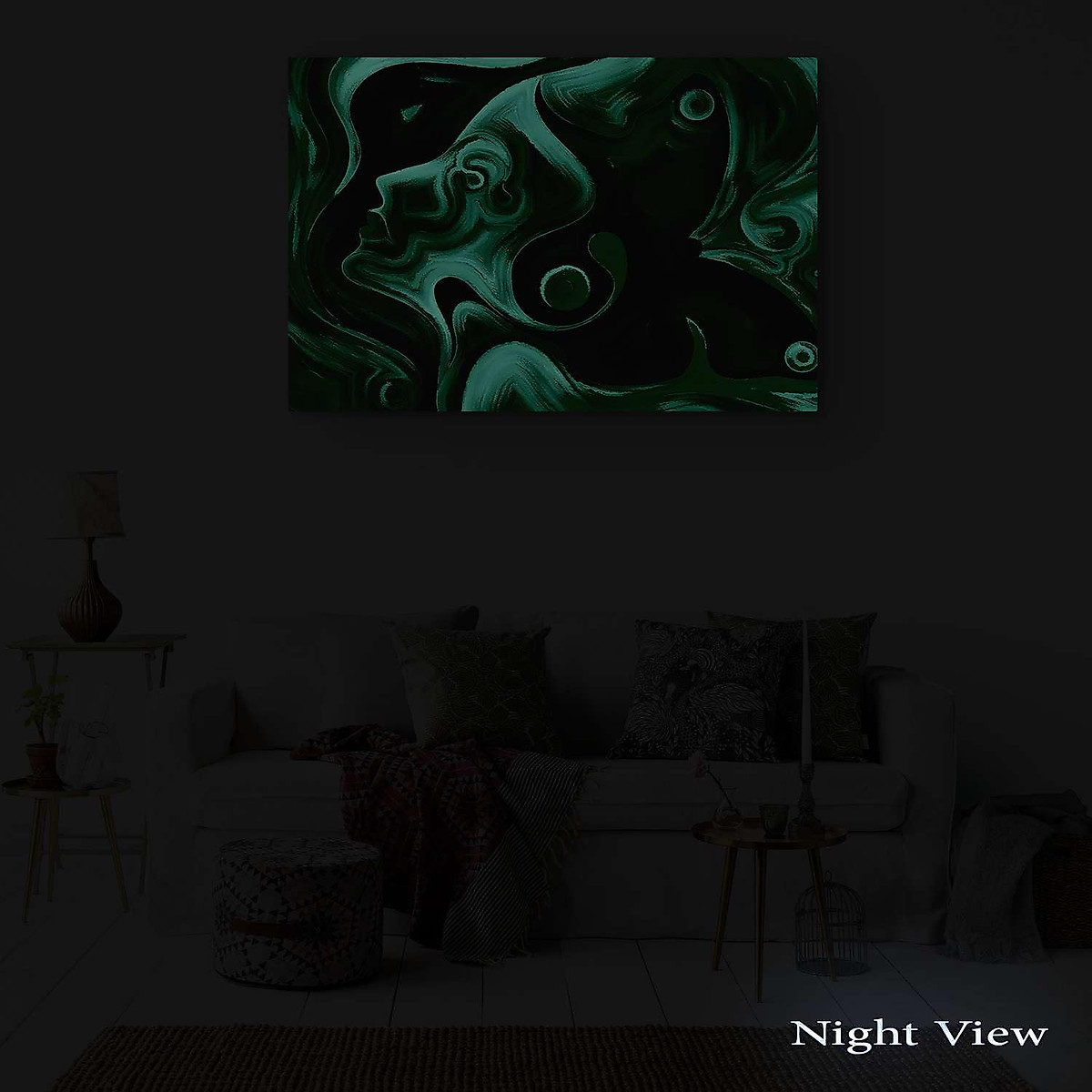 Startonight Canvas Wall Art Abstract Colored Woman Face Simona, Framed 32" x 48"