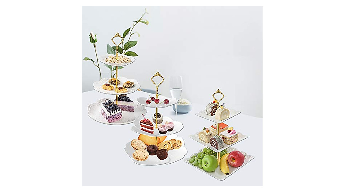 3-Tier White Dessert Stands Set - Perfect for Events