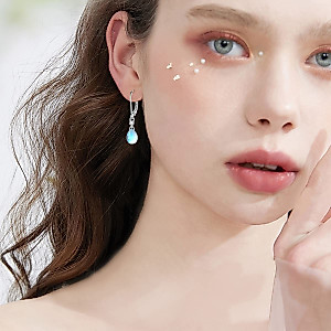 Moonstone Leverback Earrings 925 Sterling Silver Moonstone Earrings for Women Hypoallergenic Moonstone Jewelry Gifts Birthday Gifts