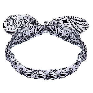 Hicarer 4 Pcs Bandana Headband for Women Knot Retro Print Headbands Paisley Print Headband Red Blue Black White Adjustable Headwrap