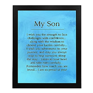 My Son, I Am Proud Of You - Inspirational Wall Art, Loving, Typographic Message for Any Son Is A Perfect Graduation Gift For Son, Wall Sign For Home Decor, Boys' Bedroom Decor, Unframed-8x10"