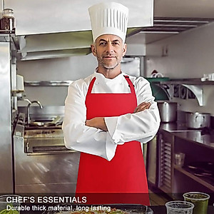 Jubatus 1 Pack Bib Aprons with 2 Pockets Cooking Chef Kitchen Apron for Women Men, Red