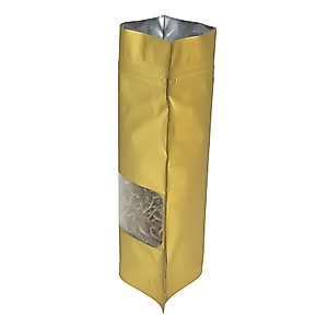 50 Pieces Stand Up Pouchs Resealable Food Storage Bags with Transparent Window Zip Lock Smell Proof Bags for Food Storage (Gold)