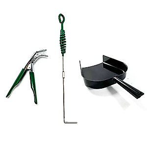 KAMaster Big Green Egg Ash Tool Set Accessories,Ash Pan+Ash Rake+Grill Grate Lifter Big Green Egg Parts,Kamado Grill Cleaning Tools for Big Green Egg,Kamado Grill Joe,Primo and Other Charcoal Grill