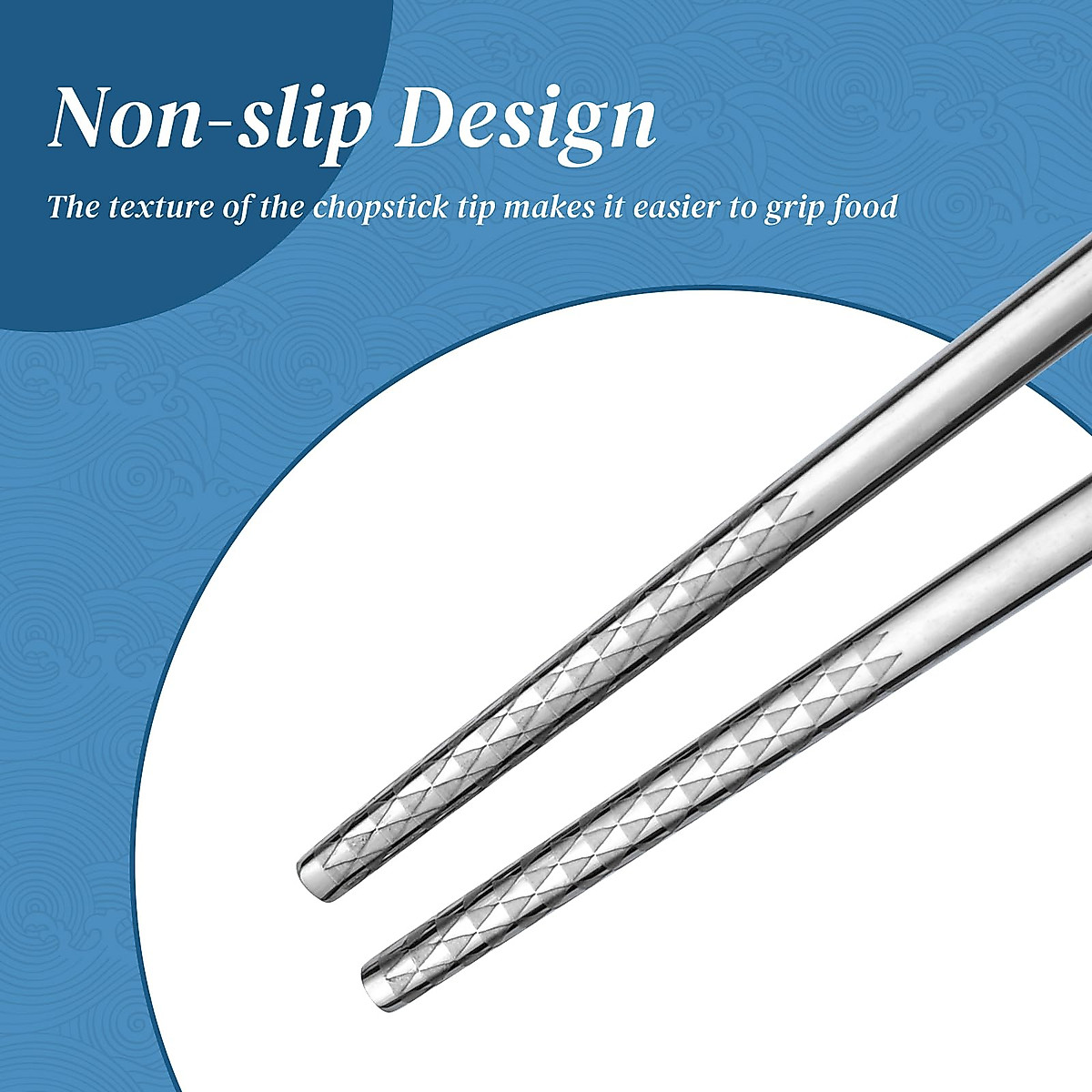 CATHYLIFE Metal Chopsticks, East Asian Ethnic Style Colorful Laser Engraving, Stainless Steel Titanium Plated, Dishwasher Safe, Chinese Japanese Korean Oriental Gifts, 5 Pair with Gift Bag Set.(All)