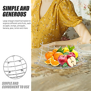 Wakauto Fruit Basket Bowl, Modern Countertop Wire Fruit Vegetable Basket Bowl Tray, Fruit Bowl Holder and Decorative Bowl Stand Perfect for Fruit, Vegetables, Snacks