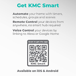 KMC Smart Plug Slim 4-Pack, Low-Profile Wi-Fi Outlet for Smart Home, Remote Control Lights and Devices from Anywhere, No Hub Required, ETL Certified, Compatible with Alexa and Google Home, White