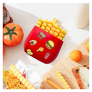 Generic Magnetic Fries Clips-12 Pcs Plastic Food Clips & Magnetic Plastic container with Fun stickers, Cute Kitchen Accessories Keep Food Fresh & Organized, Red and Yellow