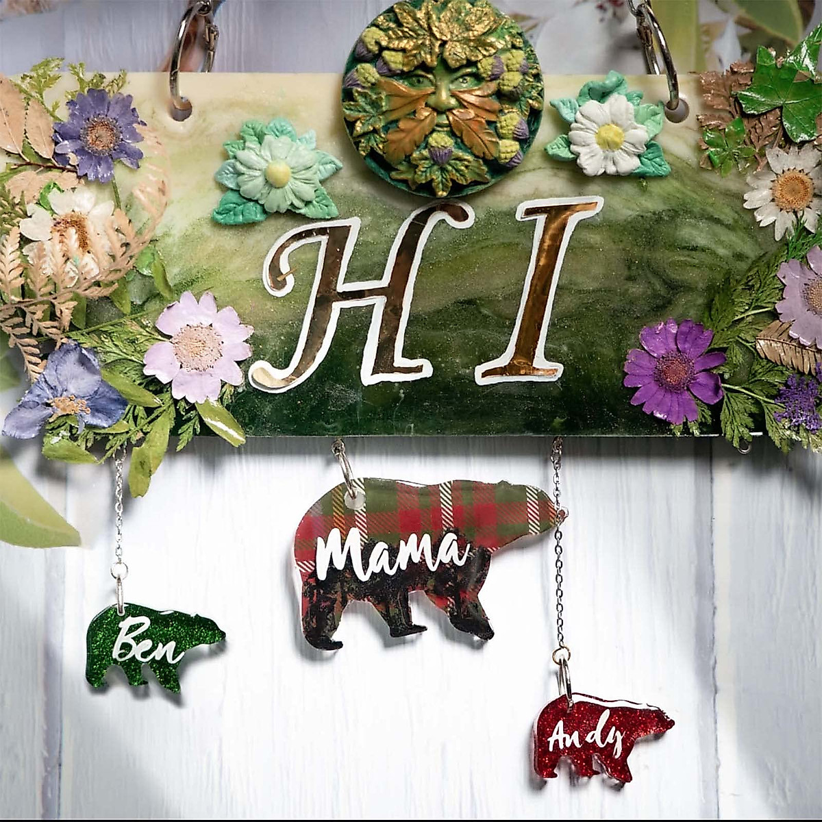 Mama and Baby Keychain Resin Silicone Molds Set with Key Chain Rings Alpaca Bear Elephant for Epoxy Jewelry Casting Kit 18-Count