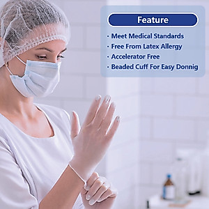 Safe Health Vinyl Exam Disposable Gloves, Latex Free, Powder Free, Clear, Case of 1000, Medium, 3.5 mil, Medical Grade, Nursing, Office, Kitchen, Pet Care, Cleaning, Housework