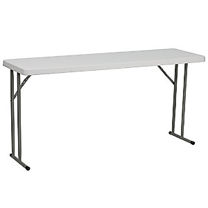 EMMA + OLIVER 5-Foot Rectangle Granite White Plastic Folding Training/Seminar Table