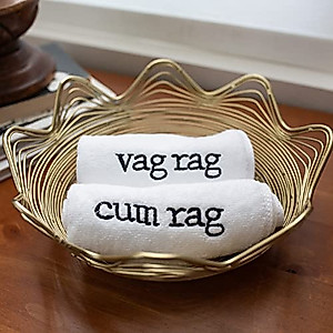GÜLIFE HIS&Hers Rags Vag Rag Cum Rag Embroidered Towel Adult Humor Gag Gift Funny Bachelorette Party Gift and Bachelor Party Gag Gift Naughty Gift for Adults (Black)