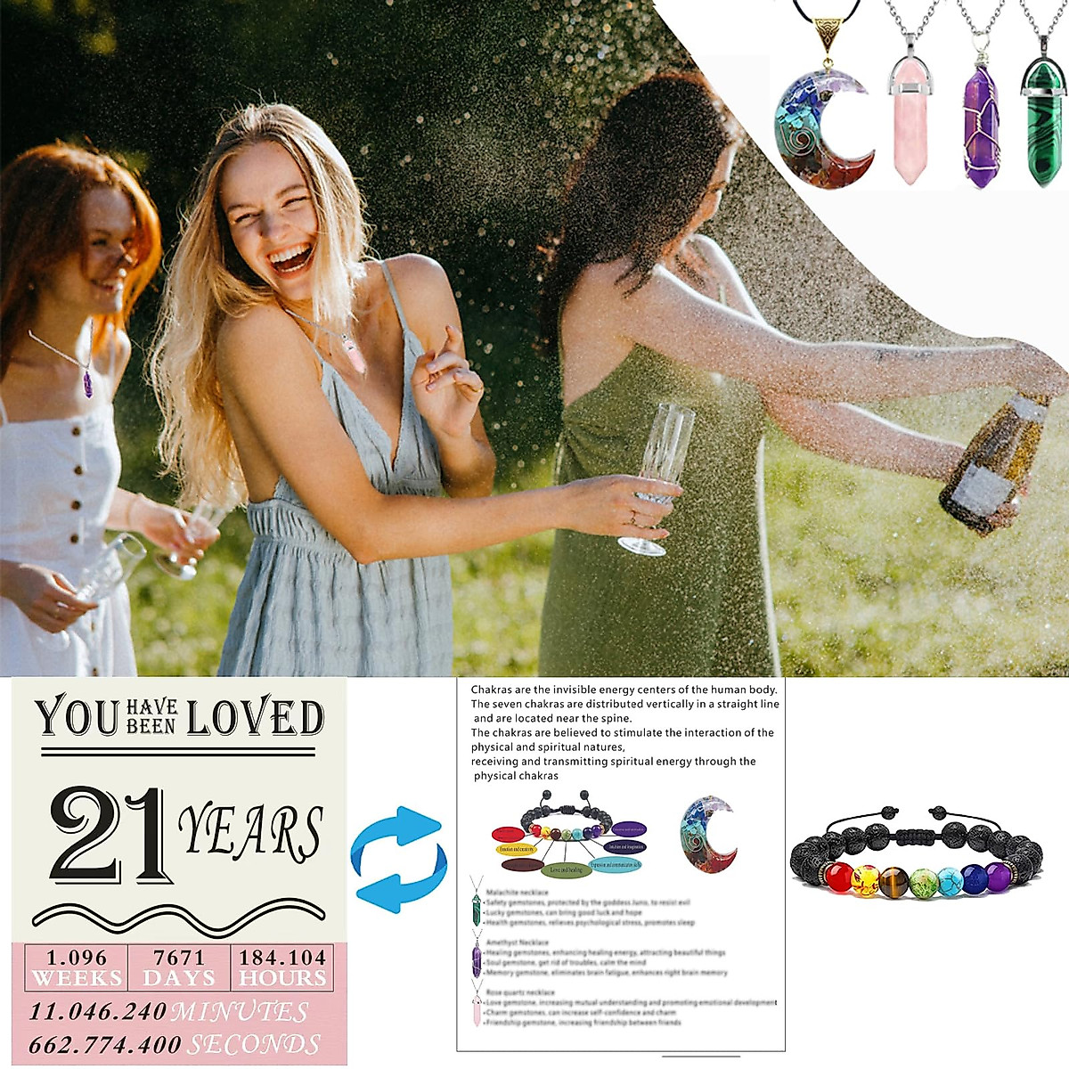 Carselage 21st Birthday Gifts for Her, Unique 21 Years Old Crystal Gifts Basket Decorations for Women, Friends, Younger Sister, Daughters, BFF, Granddaughters