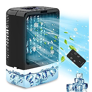 Portable Air Conditioners, Cooling Air Conditioners Fan, Personal Evaporative - Air Cooler Rechargable Mini Fans with 7-Color LED Light