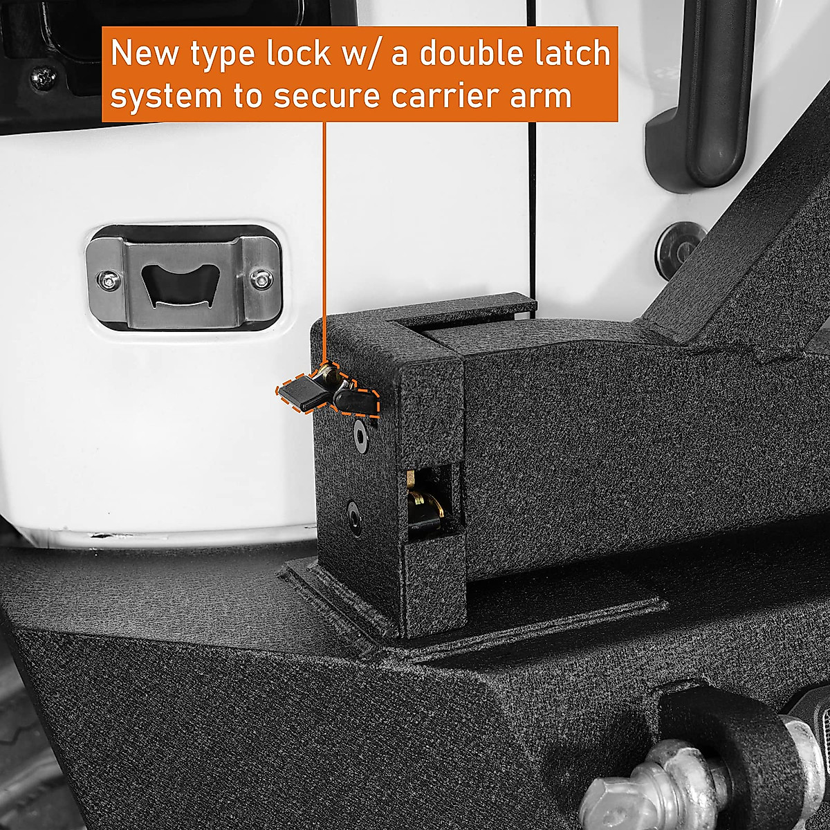 Hooke Road Offroad Rear Bumper with Spare Tire Carrier for 2007-2018 Jeep Wrangler JK & Unlimited 2/4 Doors, Built-in Hitch Receiver & LED Lights & D-rings