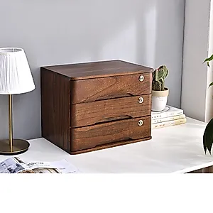 3 Drawer Wooden Desktop Storage Box with Lockable Drawers, Office Supplies A4/Receipt File Organizer, Flat File Cabinet Storage, Wooden File Cabinet/Desktop Storage Cabinet/Data Cabinet ( Color : B )