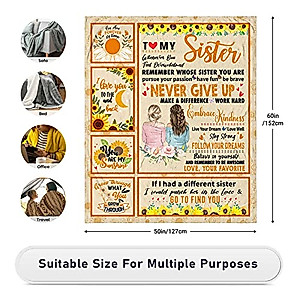 AIYUBOFUN Sister Gifts Blanket for Mothers Day - Sisters Gifts from Sister - Sister Birthday Gifts from Sister - Gifts for Sister from Sisters - Gift for Sister Throw Blanket 60" x 50"