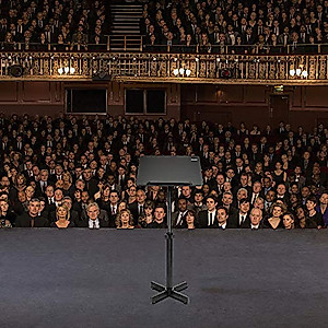 Bonnlo Classic Lectern Stand, Height Adjustable Mobile Podium, Multi-Purpose Tabletop for Speech, Lecture, Church, Reading or Laptop Desk with Edge Stopper, Black