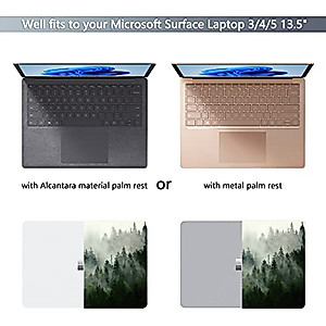 Batianda Case for 13.5" Microsoft Surface Laptop 5 4/3 with Metal Palm Rest Model 1951, Landscape Series Designed Protective Plastic Hardshell & Keyboard Cover & Screen Protector, Forest