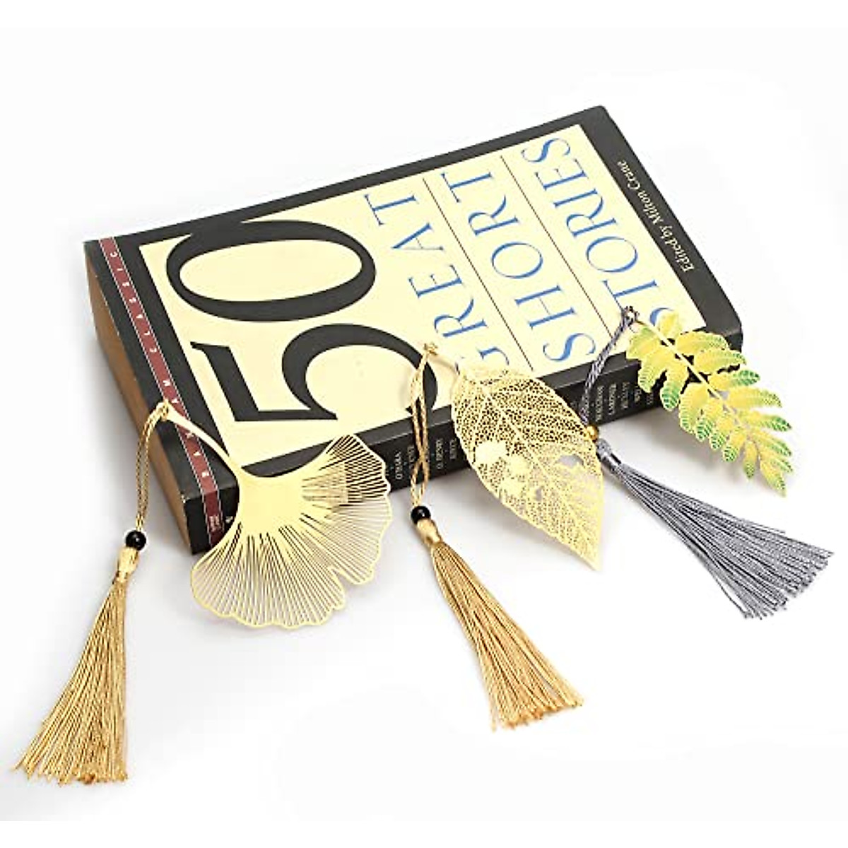 Tueascallk Metal Leaf Tassel Bookmarks - As The Best Gift