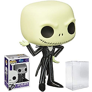 Funko POP Disney: The Nightmare Before Christmas - Jack Skellington Pop! Vinyl Figure (Bundled with Compatible Pop Box Protector Case), Multicolor, 3.75 inches