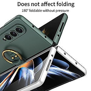 Case for Galaxy Z Fold 4 Phone Case, Fold 4 Case with Ring, Ultra-Thin Folding Screen Samsung Fold 4 Case Protective Cover with Ring, Shockproof Protector for Samsung Galaxy Z Fold 4 5G Grey