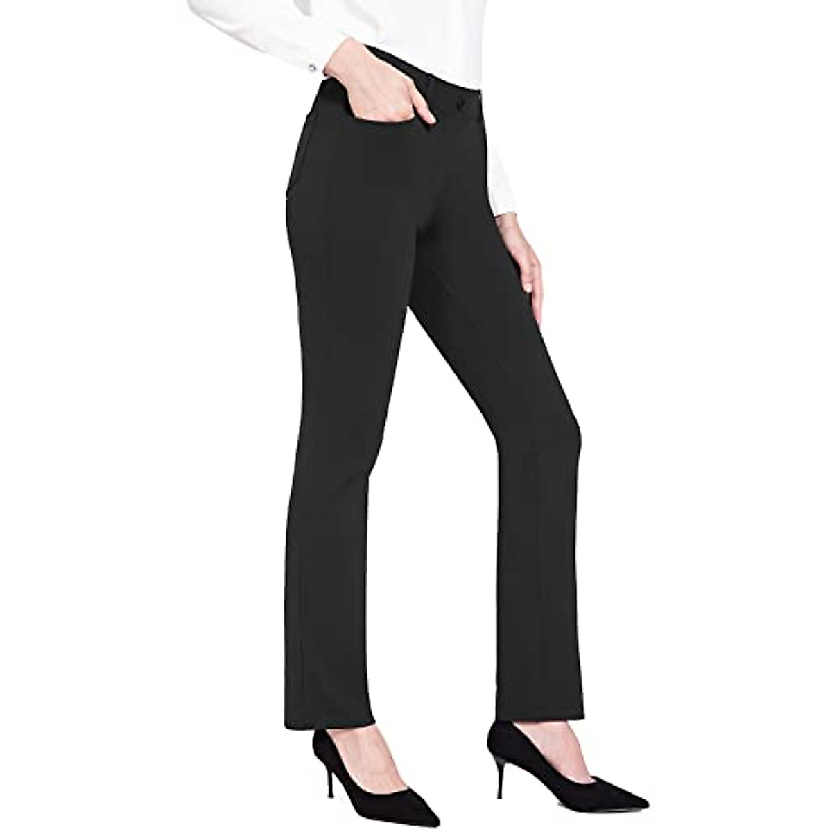 BALEAF Womens Black Dress Pants Yoga Work Pants Pull On Slacks Petite Business Casual Office Trouser Pockets 31" 2XLT