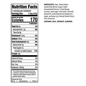 WonderSlim Protein Granola Trail Mix, Blueberry Mango, 10g Protein, Gluten Free (7ct)