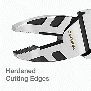 WORKPRO 8-Inch Linesman Pliers in CRV Steel for Twisting and Cutting Wires, Clamping Screws