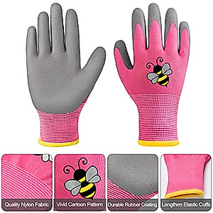 12 Pairs Kids Gardening Gloves Children Yard Work Glove Rubber Coated Garden Gloves for Girls Boys Toddlers Youth Outdoor (Large (Age 9-11))
