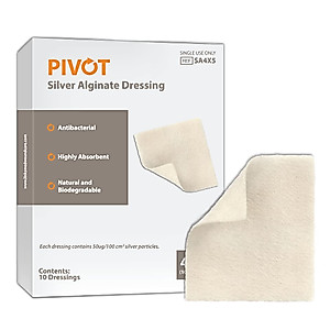 Pivot Silver Alginate Wound Dressing – All-Natural First Aid | 4x5 Dressings, Box of 10