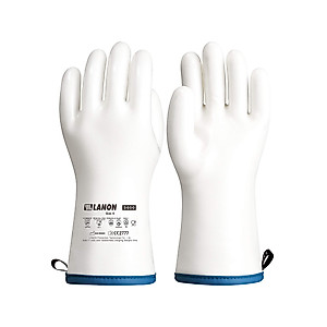 LANON Liquid Silicone Gloves, Heat Resistant Oven Gloves with Fingers, Food Grade, Waterproof, White, Medium
