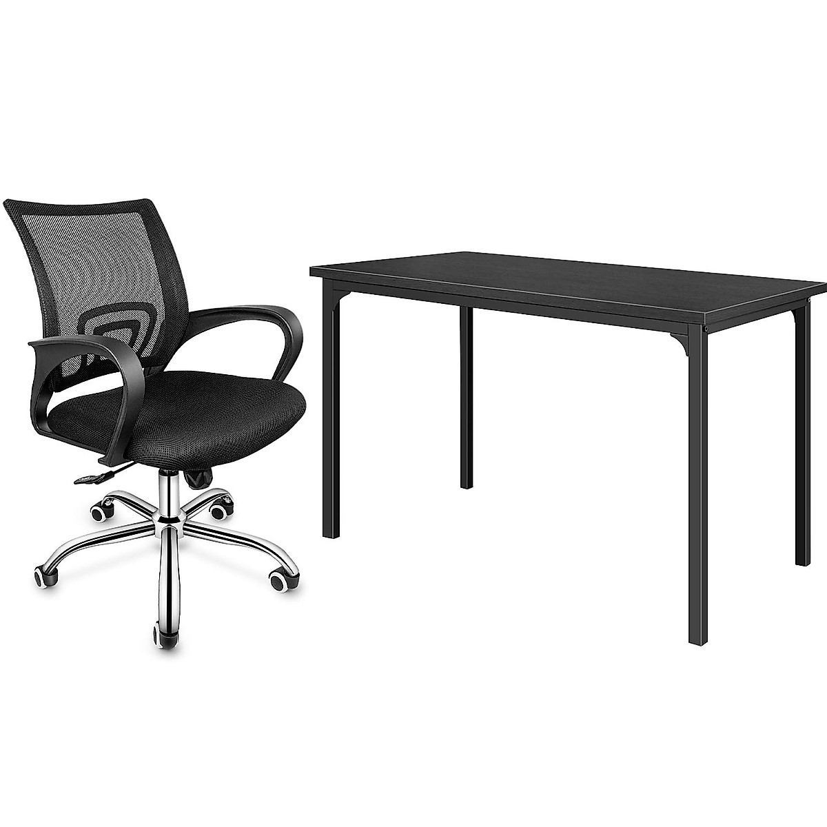 HealSmart Home Set 47" Large Computer Desk with Mesh Mid-Back Height Adjustable Office Chair, 47inch