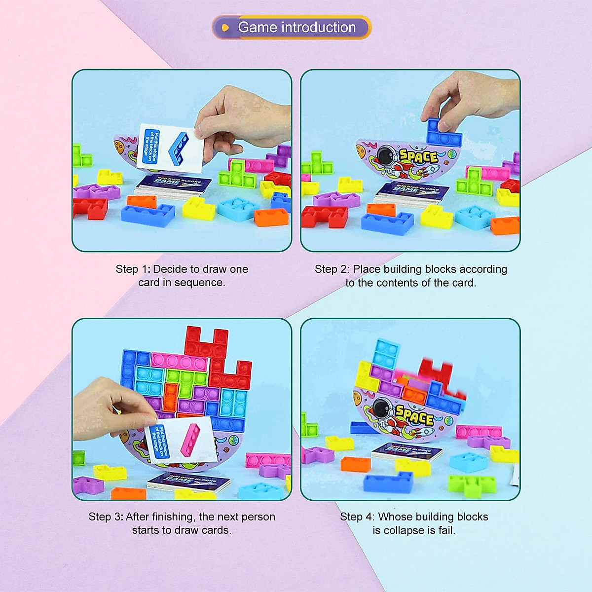 Pop Push it Poppers Fidget Toy Building Block Stacking Games Jigsaw Puzzle Bubble Dots Stack Cube Challenge Sensory Toys for Kids and Elderly