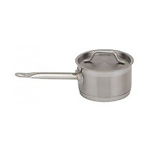 Royal Industries Saucepan w Lid 2qt Saucepot Induction Cookware Stainless Steel Pot,Long Sturdy Handle 6.3" Diam 3.7"H Silver, Dishwasher Safe, Commercial Grade-NSF Certified