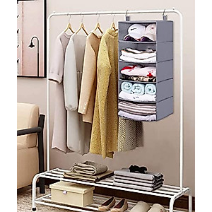 KEETDY Hanging Shoe Organizer to Store 10 Pairs Shoes 5- Shelf Shoe Rack for Closet for Small Space Storage Bedroom, Dorm, Grey