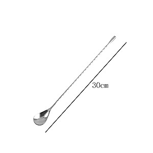 1 Piece Mixing Spoon Cocktail Spoon Stirring Spoon Iced Tea Spoon Coffee Spoon Long Handle Bar Spoon Stainless Steel Spiral Cocktail Stirrer Coffee Stir Stick Swizzle Stick(Silver, 30cm)