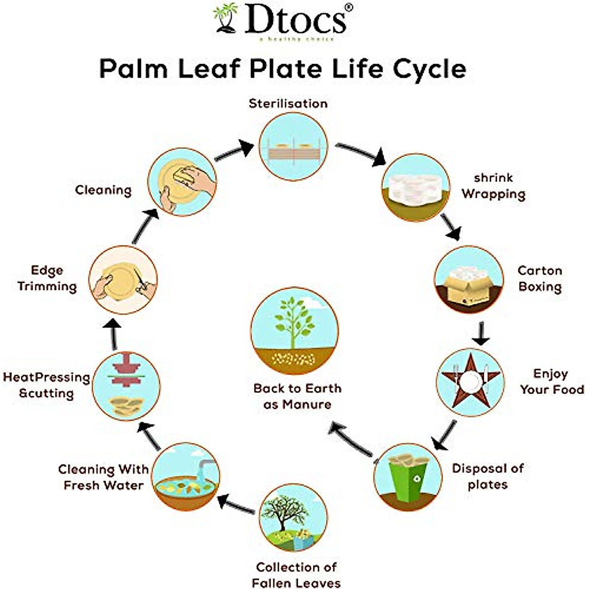 Dtocs Palm Leaf Plate Set (50 Pc) Bamboo Plate Like 9 Inch Round Dinner Plates| Disposable Party Plates, Charcuterie Boards, Platter Sturdy Than Heavy Duty Paper Plates for Weddings, Parties, Catering