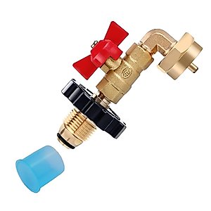 GUOFALDE 90 Degrees POL Propane Refill Elbow Adapter, Propane Refill Pressure Adapter with ON-Off Control Valve, for Camping Grill 1 LB Tank Cylinder 5-40LBS Cylinde