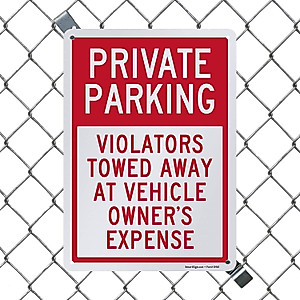 SmartSign Private Parking Sign, Violators Towed Away at Vehicle Owner's Expense Sign | 10" x 14" Engineer Grade Reflective Aluminum