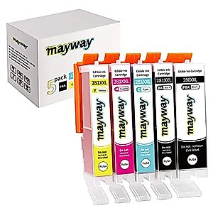 Mayway C a k E Ink Cartridges 280XXL 281XXL 280 281 XXL PGI CLI, Work with PIXMA TS8220 TR8520 TS6220 TS6120 TR7520 TS9120 TS8120 TS9521 TS9520 TS9521c TS6320 Printer (5 Pack, B/BK/C/M/Y)