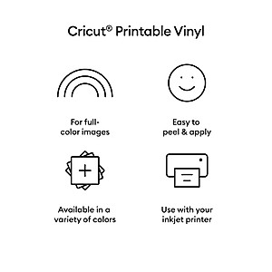 Cricut Printable Vinyl - US Letter Size (12 Ct), Printable Vinyl for Stickers, Labels, Vinyl Paper for Inkjet Printer, Compatible with Cricut Maker, Explore 3, & Cricut Joy Xtra Machines, White, 12ct