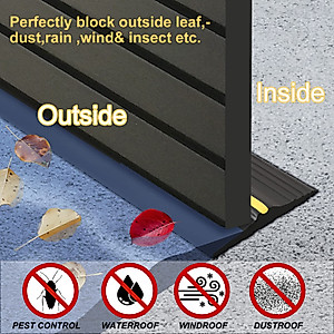 Universal Garage Door Threshold Seal Strips, 10 Ft Weatherproof Rubber DIY Weather Stripping with Sealants/Adhesives, Garage Door Bottom Seal Weather Strip Replacements