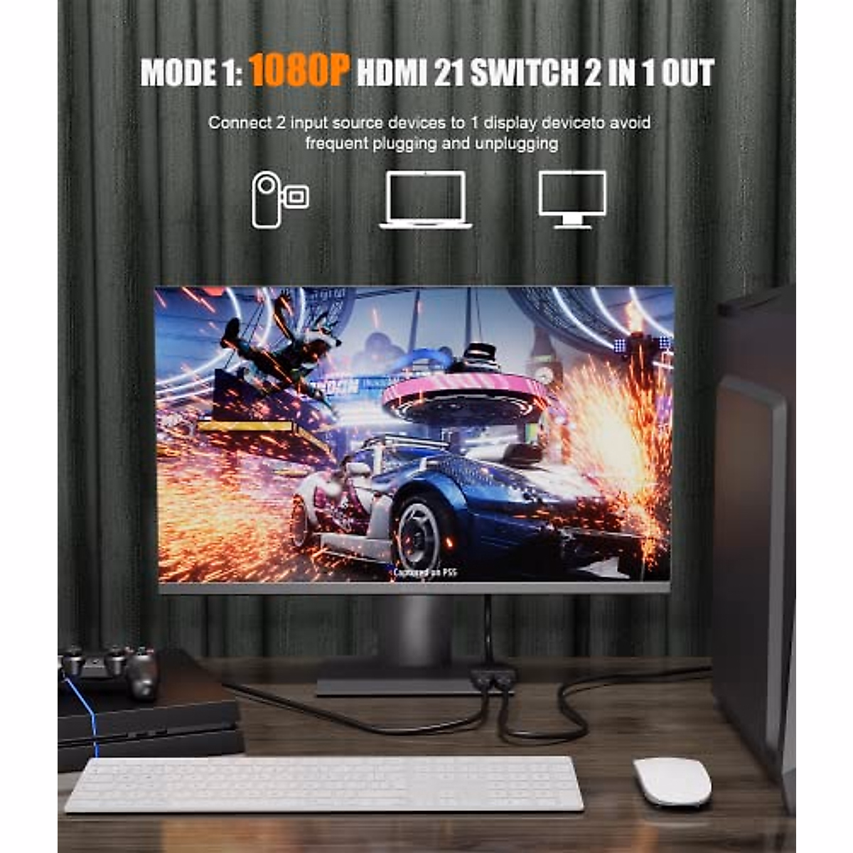 Eanetf HDMI Splitter for Dual Monitors, HDMI Splitter 1 in 2 Out,1080P Male to Dual HDMI Female 1 to 2 Channels HDMI Splitter Adapter for HDMI HD, LED, LCD, TV,Two The Same TVs at The Same Time