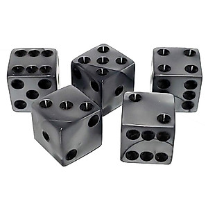 Cyber-Deals Set of 16mm Pearlized Olympic Dice and Black PU Leather Velvet Lined Dice Cup (Gift Boxed) (Silver Dice, Black Lining Cup)